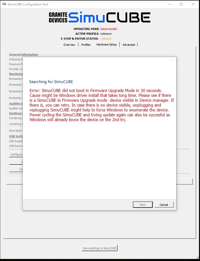 Simucube 1 can't connect to software - Simucube 1 Questions - Granite ...